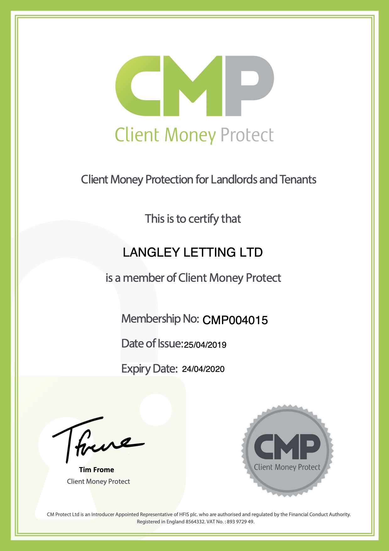 Client Money Protection | Langley Estate Agents